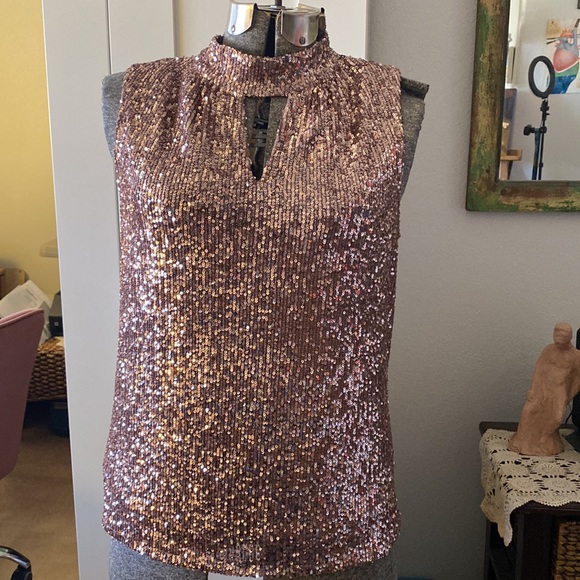 Cable & Gauge | Tops | Cable Gauge Mini Sequin Keyhole Tank Top Rose ...